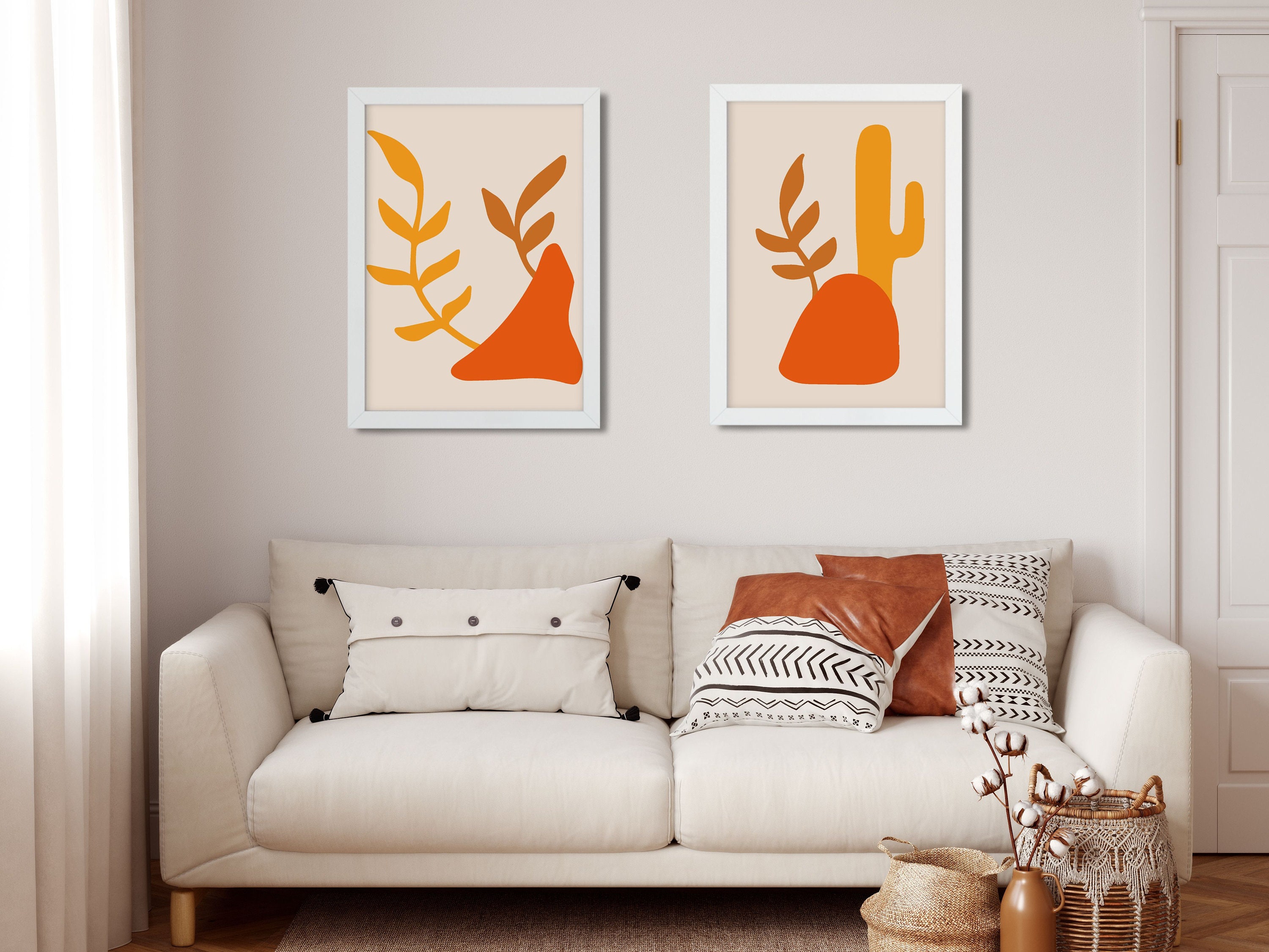Set of 2 Boho Flower Wall Art Designs for Printing at Home Wall Decor ...