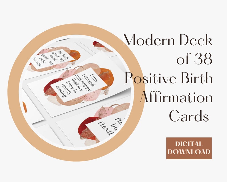 Birth Affirmation Cards Printable Modern Abstract Boho Affirmation