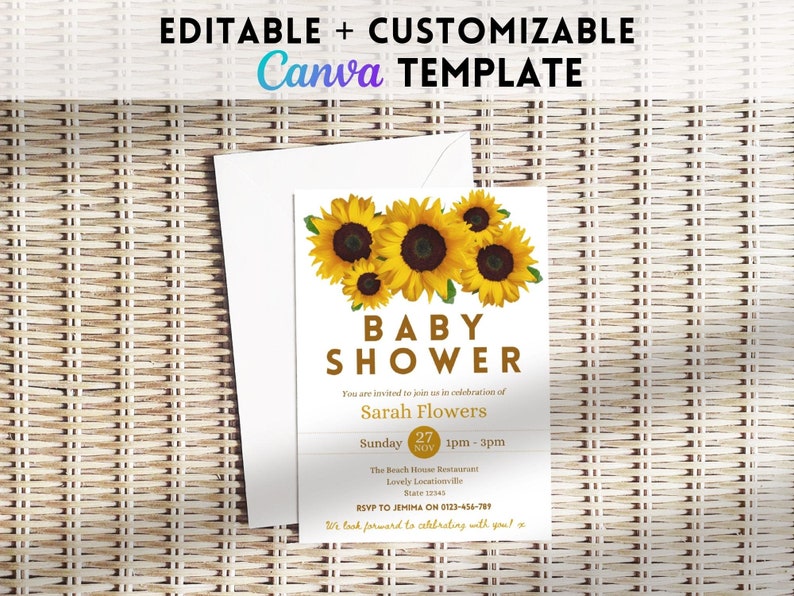 Sunflower Baby Shower Invitation Template Sunflower Shower Invite ...