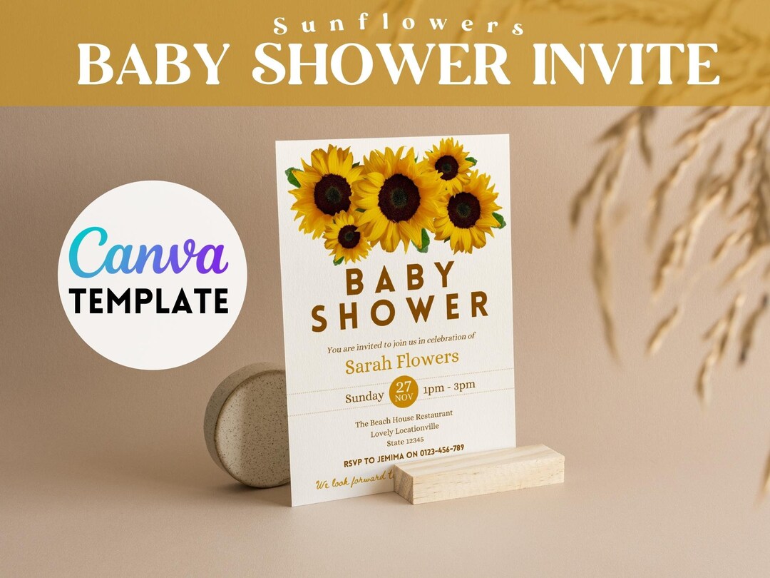 Sunflower Baby Shower Invitation Template Sunflower Shower Invite ...