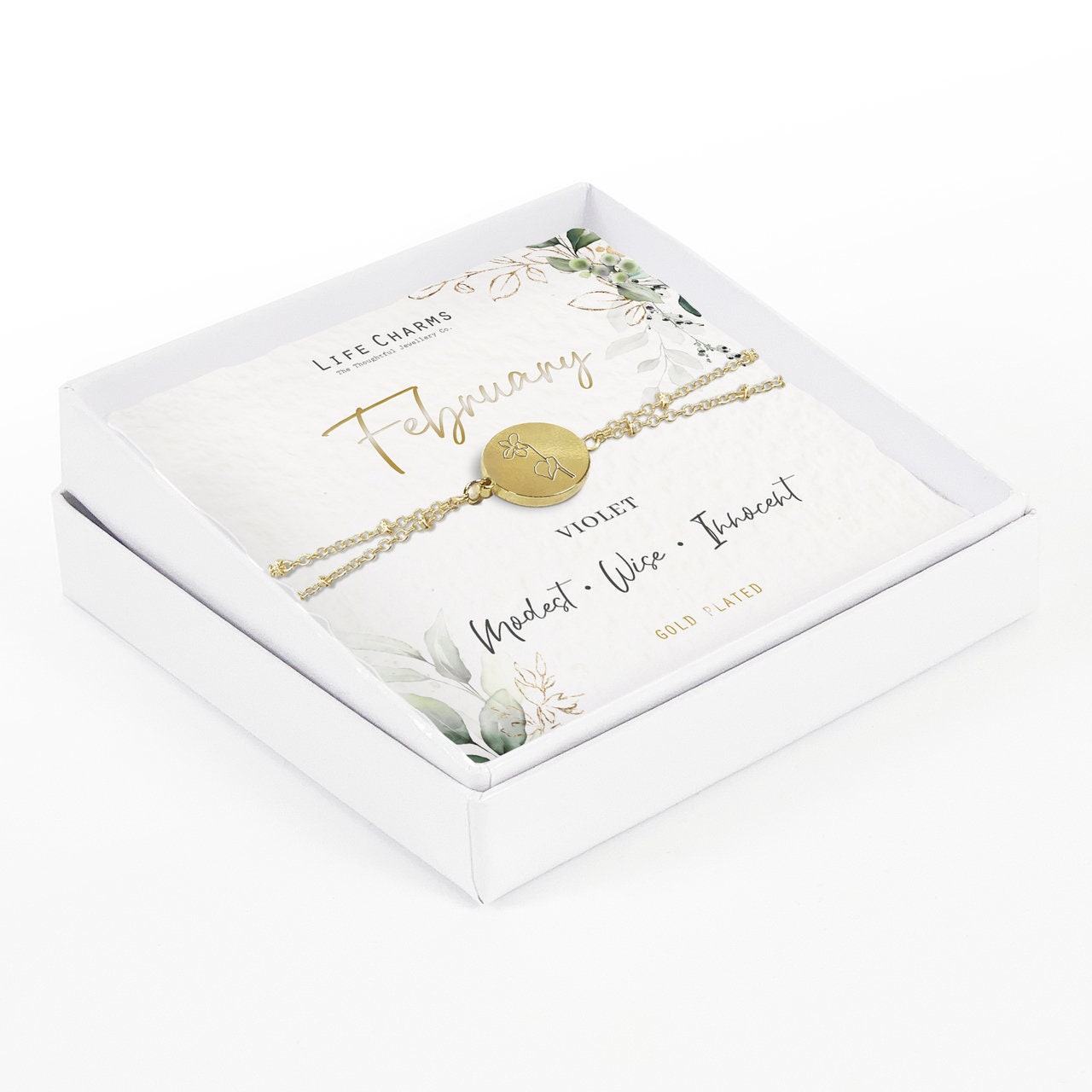 February Birth Flower Bracelet - Etsy UK