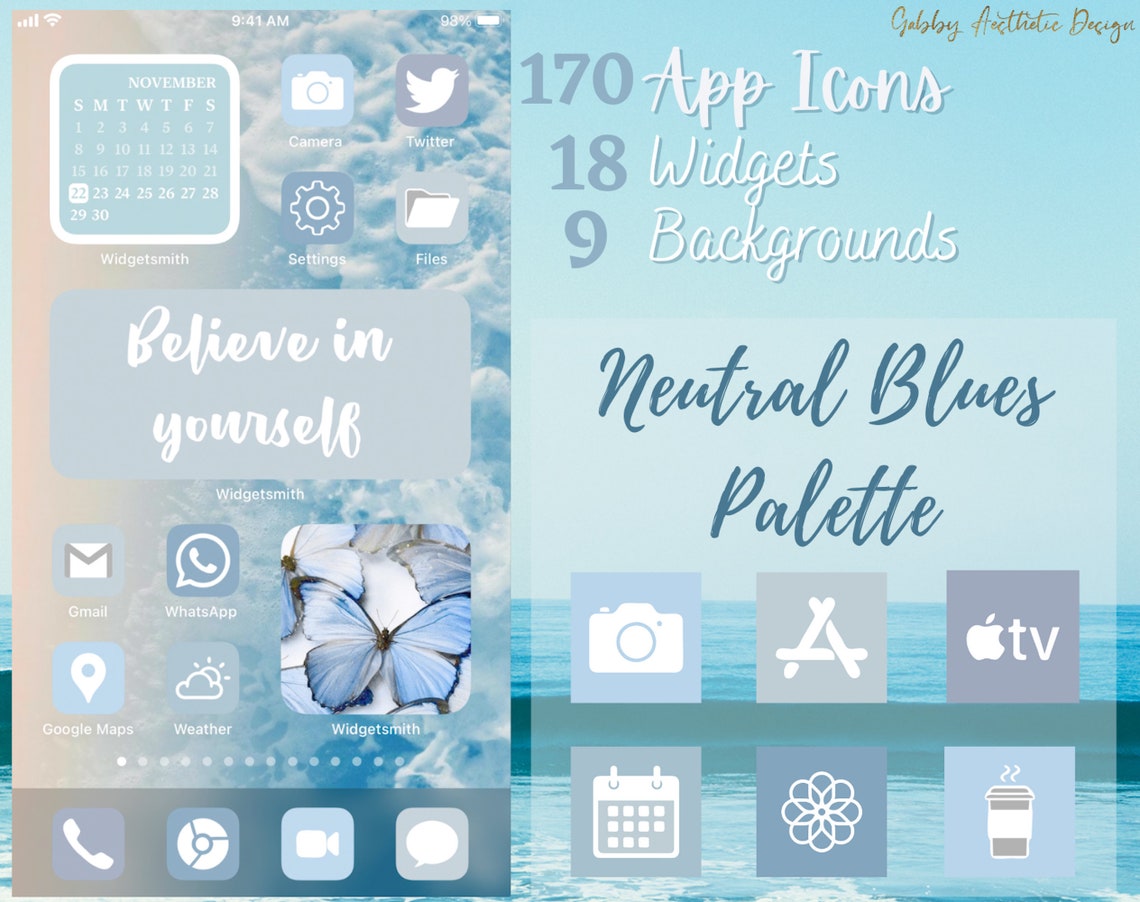 IOS 14 BLUE ICONS Ios 14 App Icons Winter Icon Pack Blue | Etsy