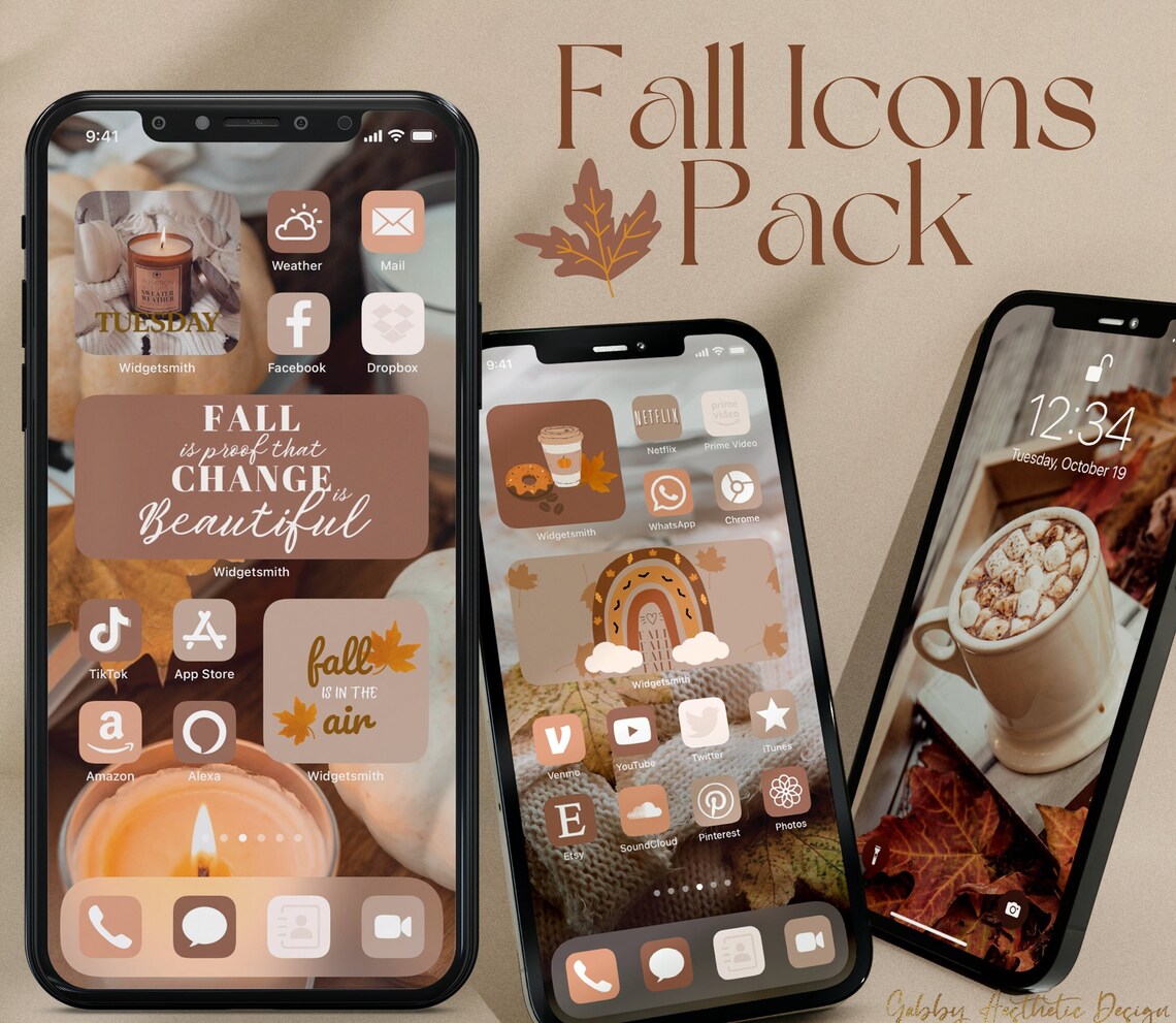 COZY FALL ICON Pack | Aesthetic Fall Icons | Autumn Fall Aesthetic ...