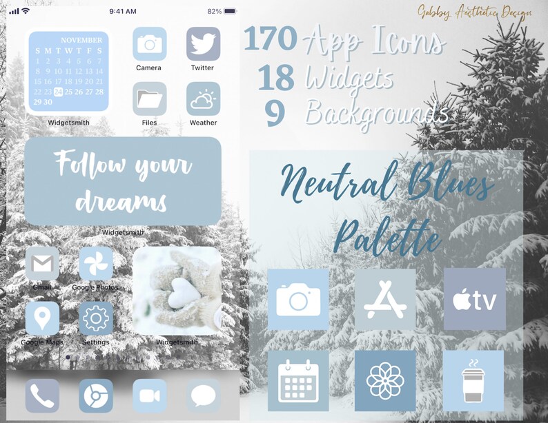 IOS 14 BLUE ICONS Ios 14 App Icons Winter Icon Pack Blue - Etsy