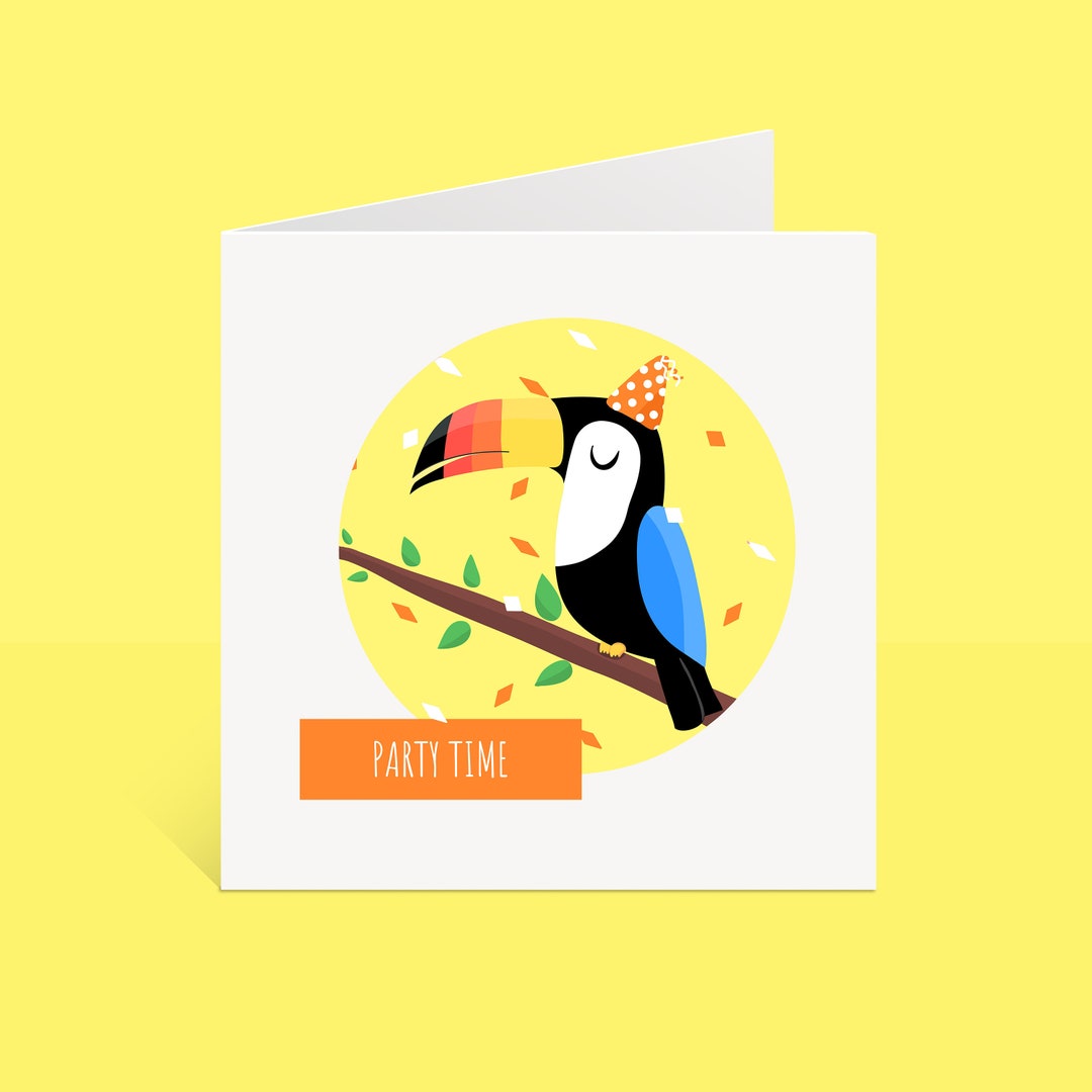 Toucan Birthday Card Illustrated Greeting Card - Etsy