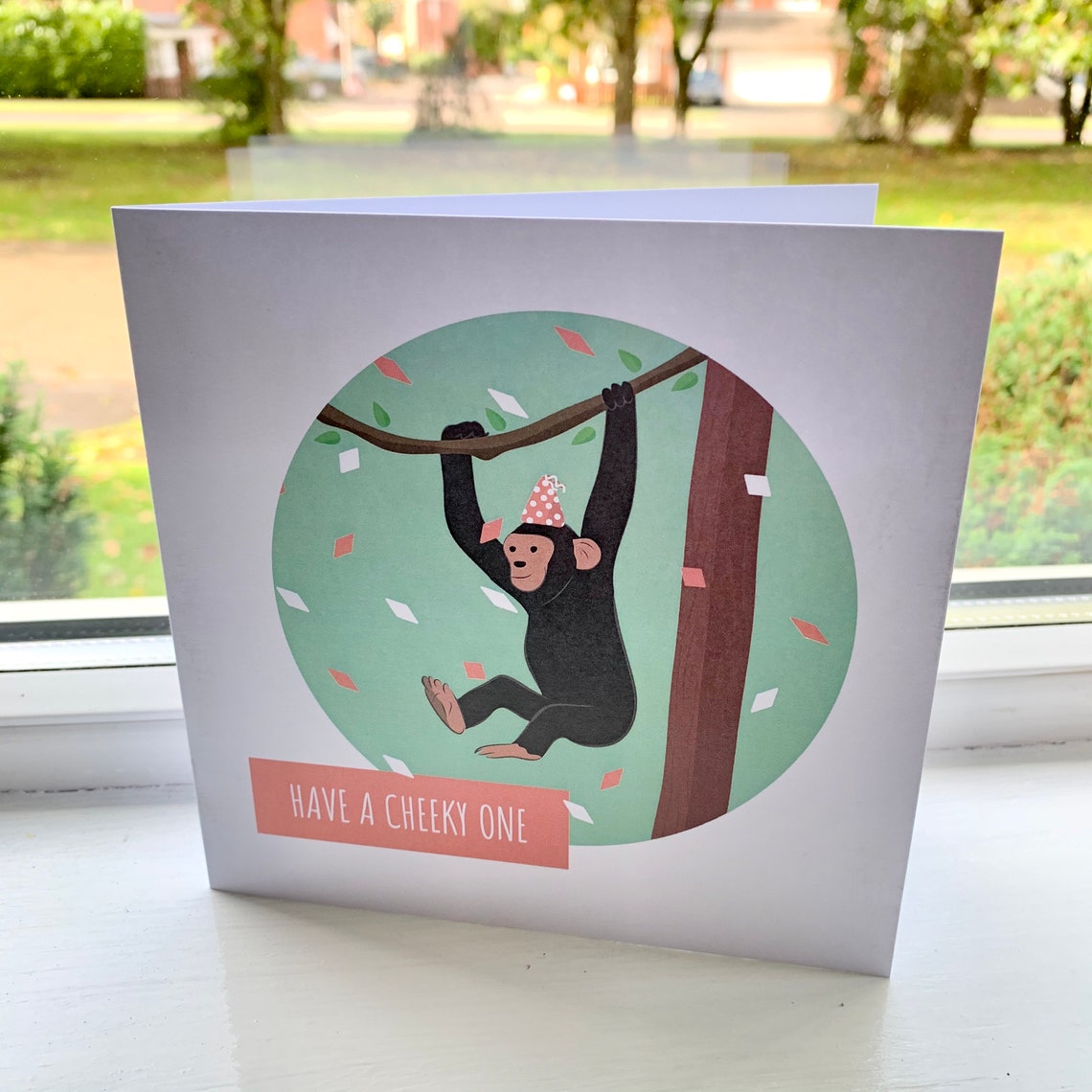 Chimpanzee Birthday Card Illustrated - Etsy