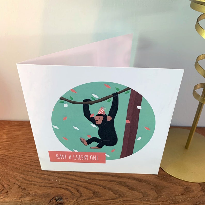 Chimpanzee Birthday Card Illustrated - Etsy