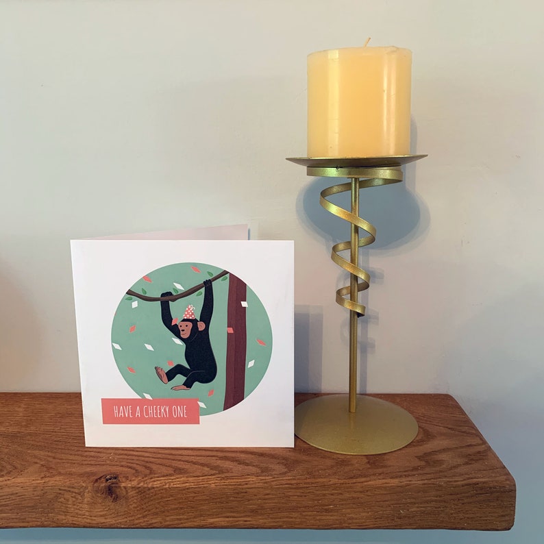 Chimpanzee Birthday Card Illustrated - Etsy
