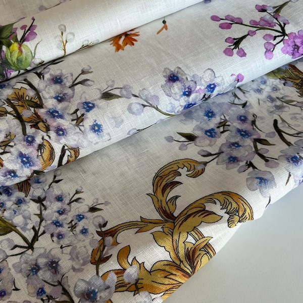 Printed Linen Fabric - Etsy