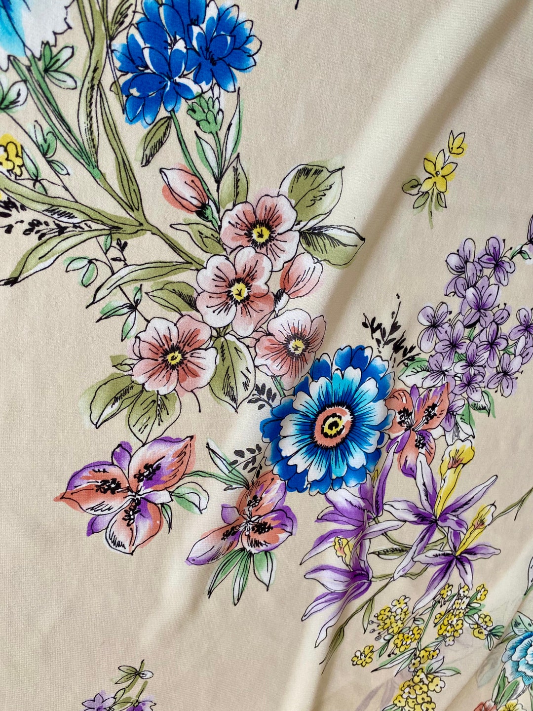 Italian Designer Fabric, Silk Chiffon Fabric, Floral Print, Best ...