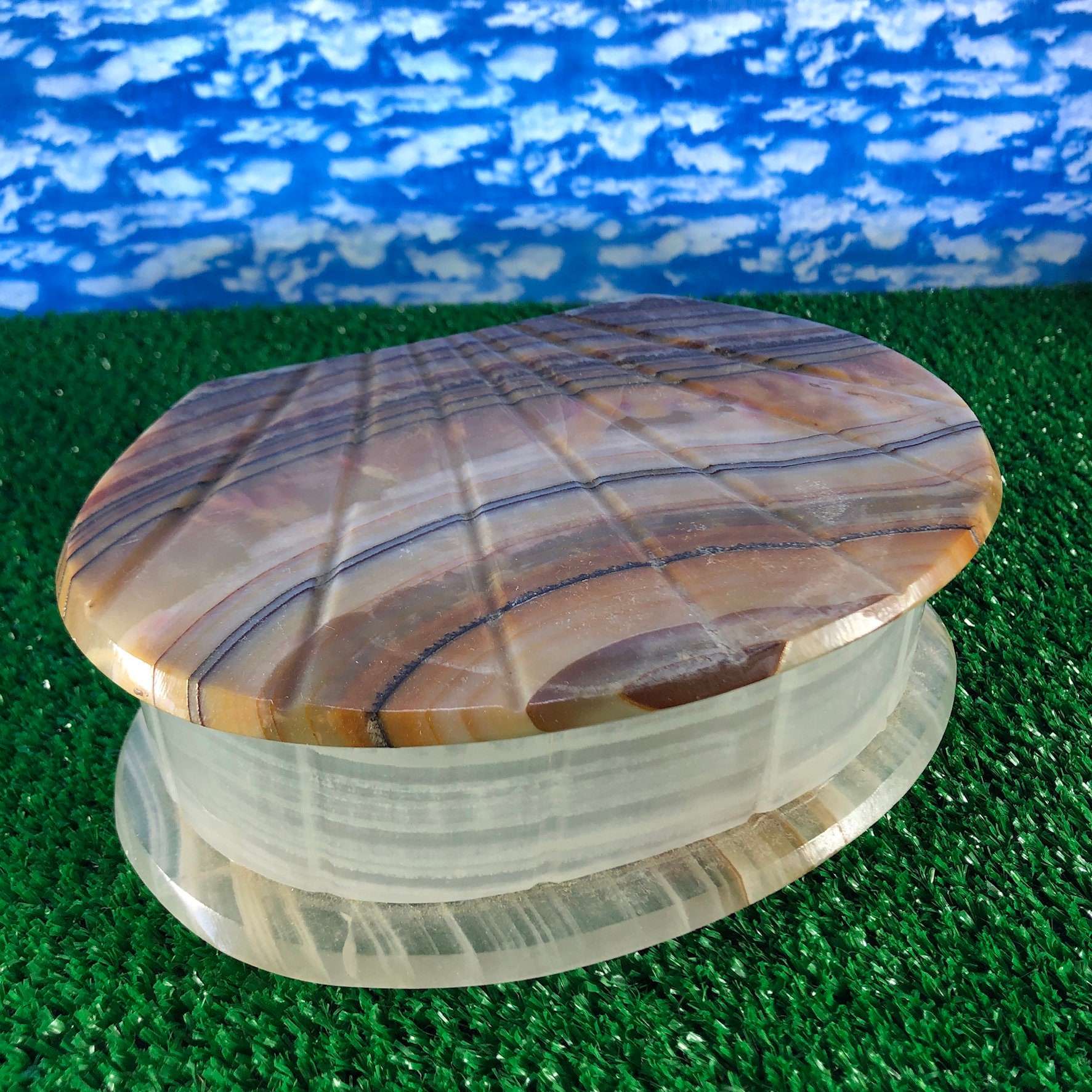 Vintage Alabaster Clamshell Jewelry Box - Etsy