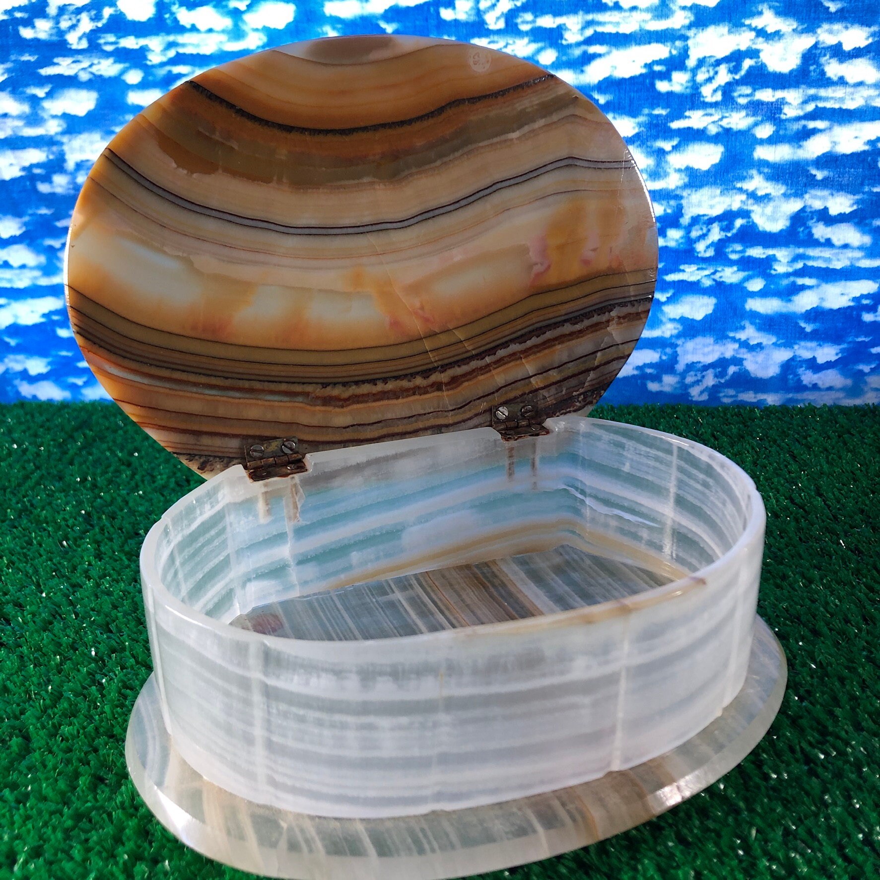 Vintage Alabaster Clamshell Jewelry Box - Etsy