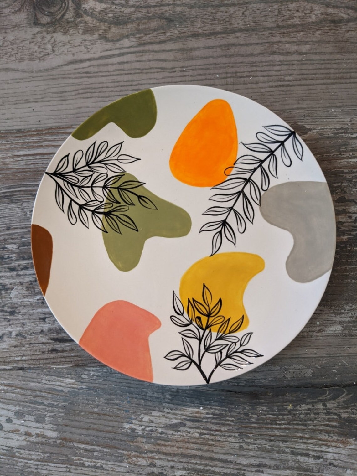 Abstract Dinner Plate/mid Century Plate/hand Painted - Etsy