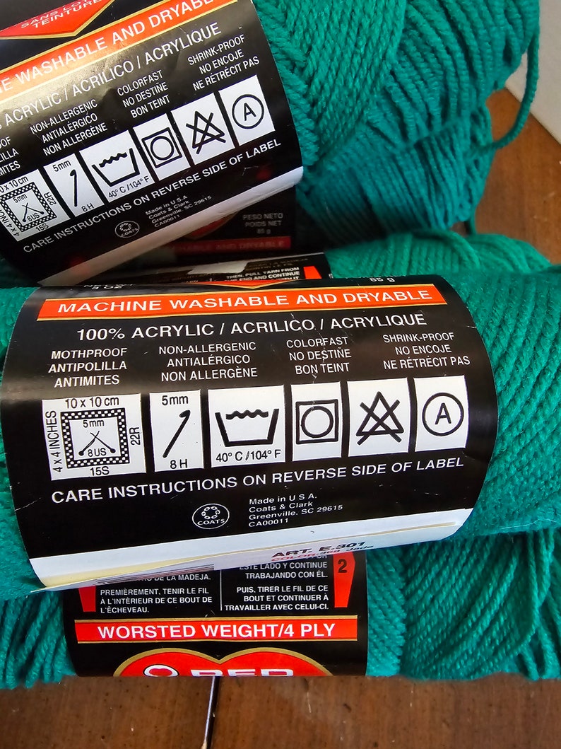 Lot of 5 Vintage Skeins of JADE Red Heart Super Saver Yarn - Etsy