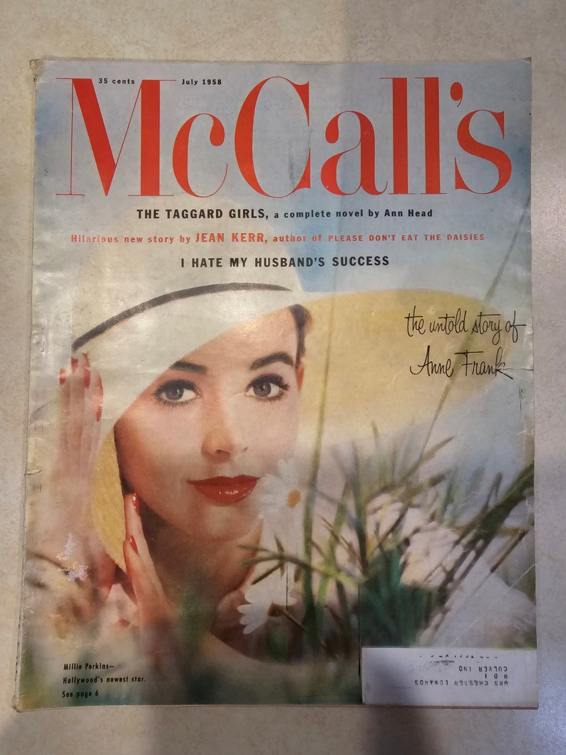 Mcall's Magazine July 1958, Millie Perkins - Etsy