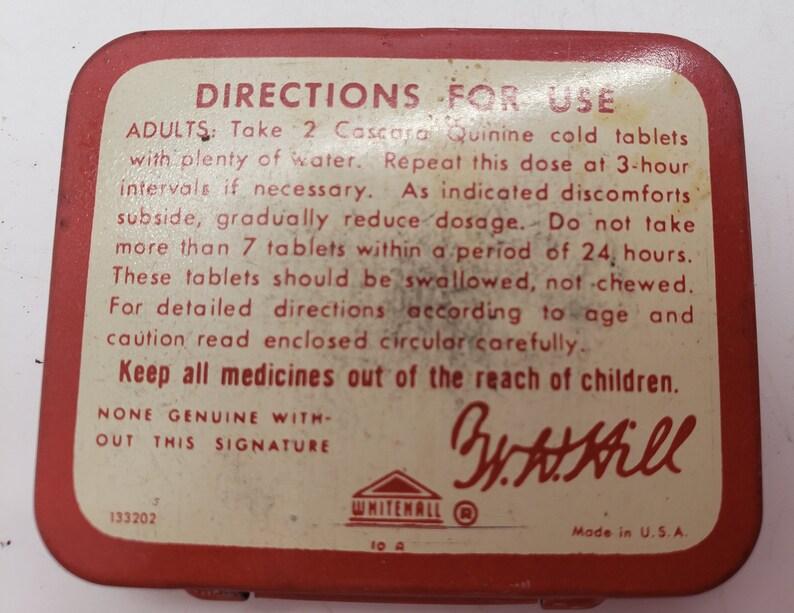 Vintage Hill's 20 Tablet Cascara Quinine Tin EMPTY - Etsy