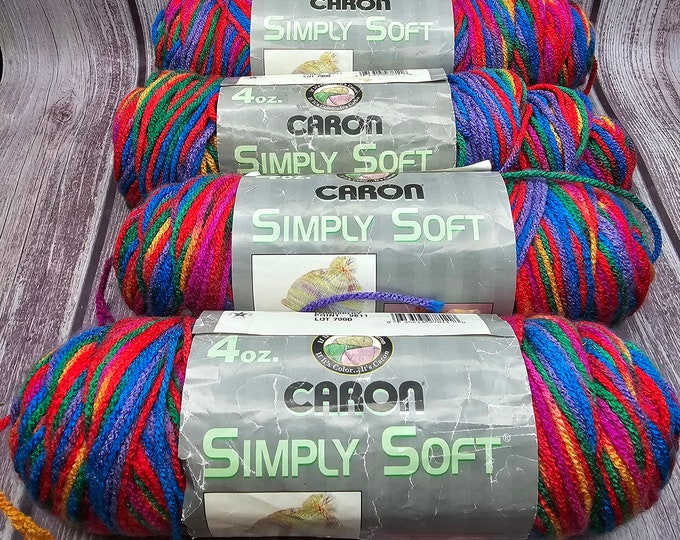 Lot of 4 Vintage Skeins of Variegated EMBROIDERY PRINT Caron Simply ...