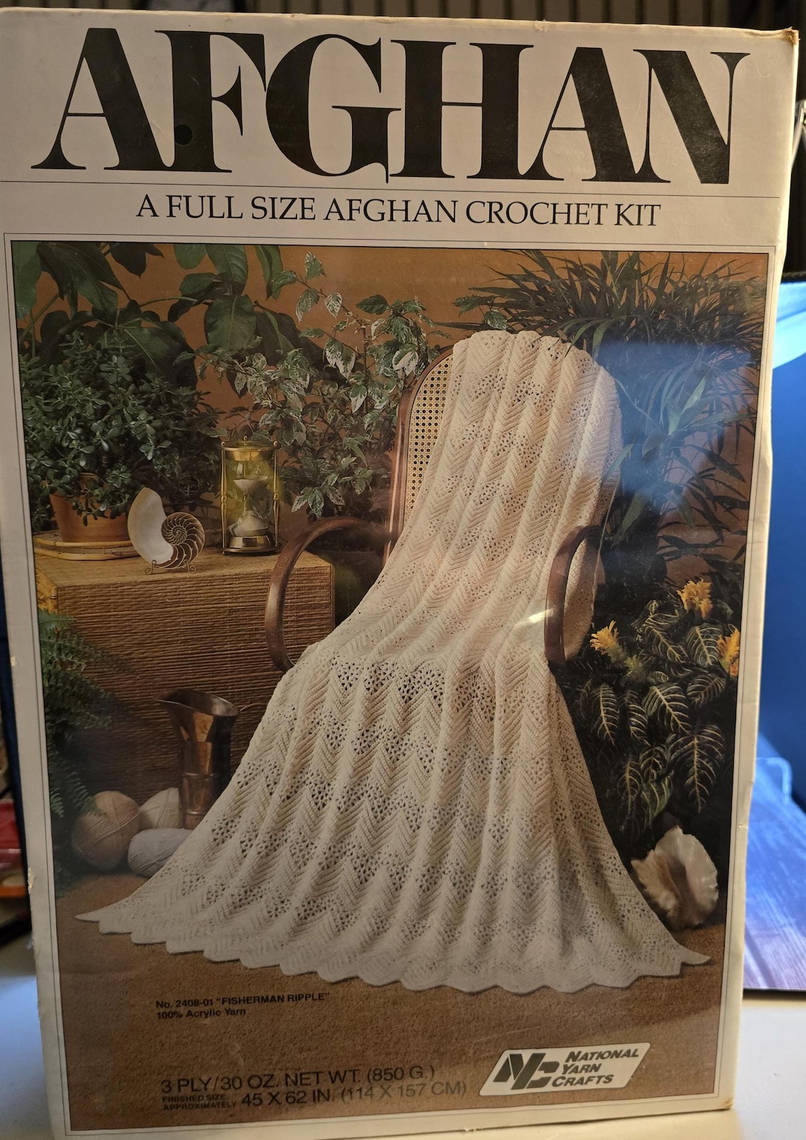 National Yarn Crafts Vintage Afghan Kit "fisherman Ripple" 45" X 62" - Etsy