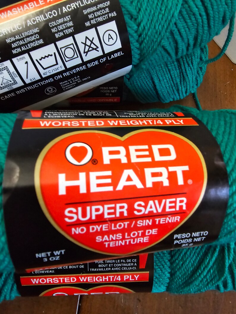 Lot of 5 Vintage Skeins of JADE Red Heart Super Saver Yarn - Etsy