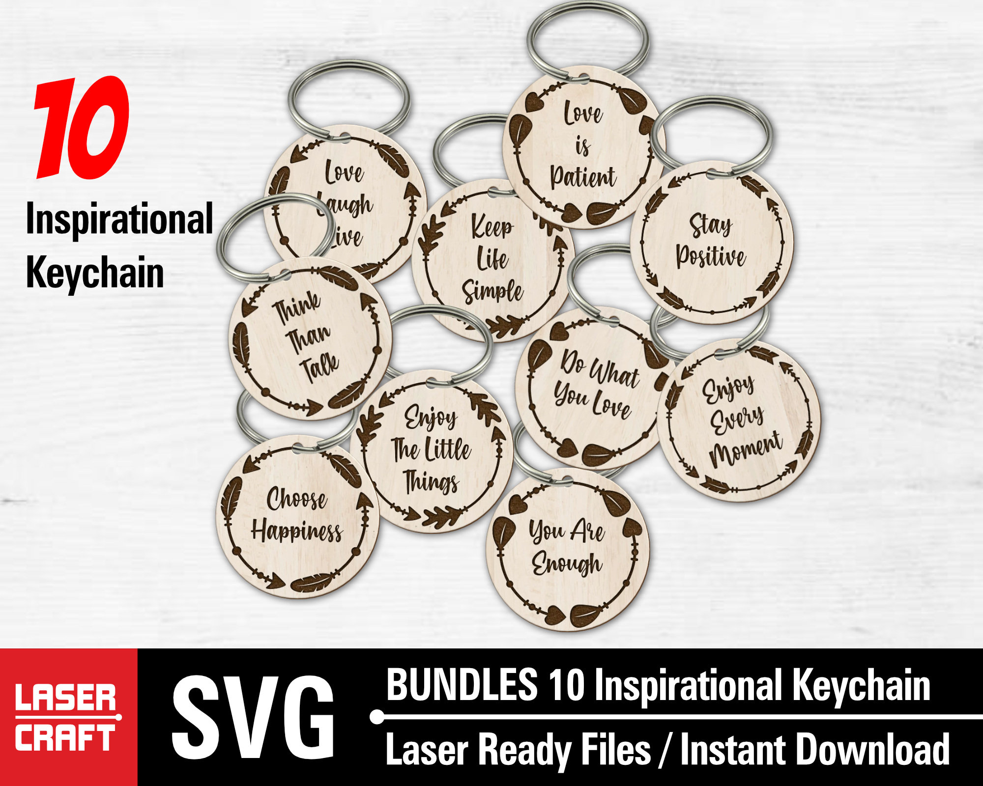 Inspirational Keychain SVG Bundle Motivational Keychains SVG - Etsy