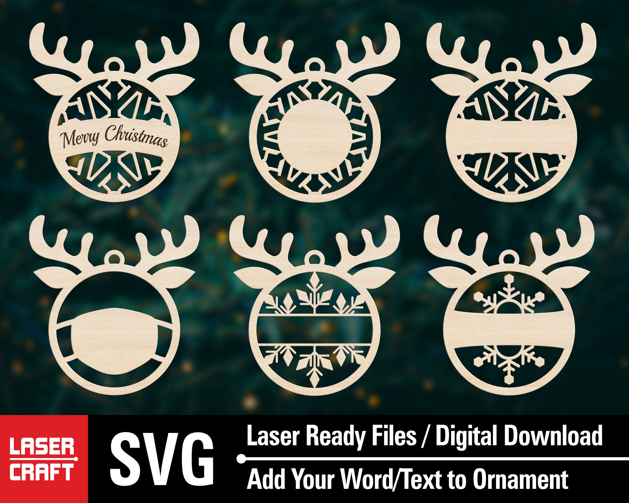 Personalized Christmas Ornament SVG Reindeer Ornament Svg | Etsy