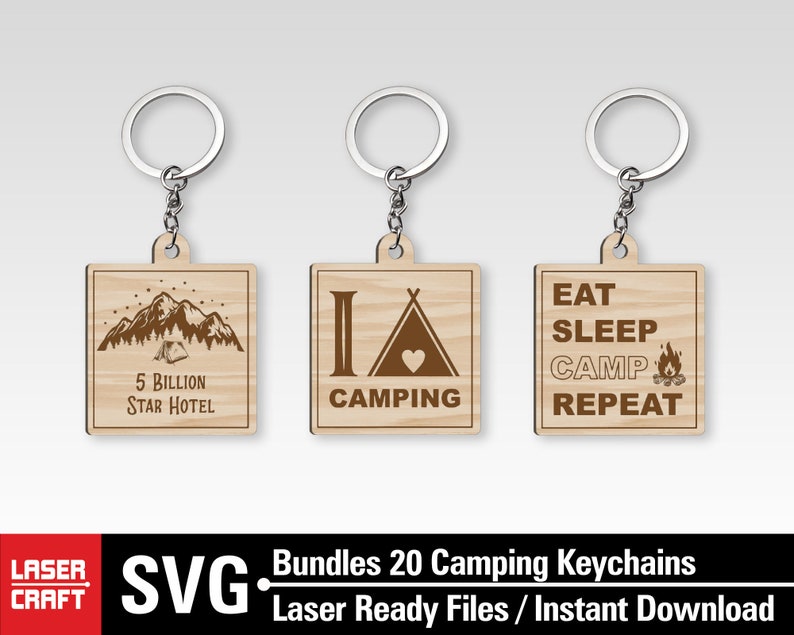 Camping Keychain SVG Bundle, Laser Cut Files (digital Download) - Etsy