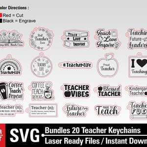Teacher SVG Bundle, Teacher Keychain Svg, Teacher Appreciation Svg ...