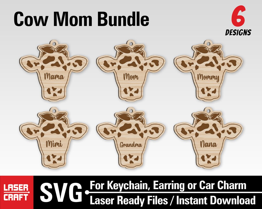 Cow Keychain Svg, Keychain Bundle SVG, Cow Mom Keychain Svg, Mom ...