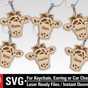 Cow Keychain Svg, Keychain Bundle SVG, Cow Mom Keychain Svg, Mom ...