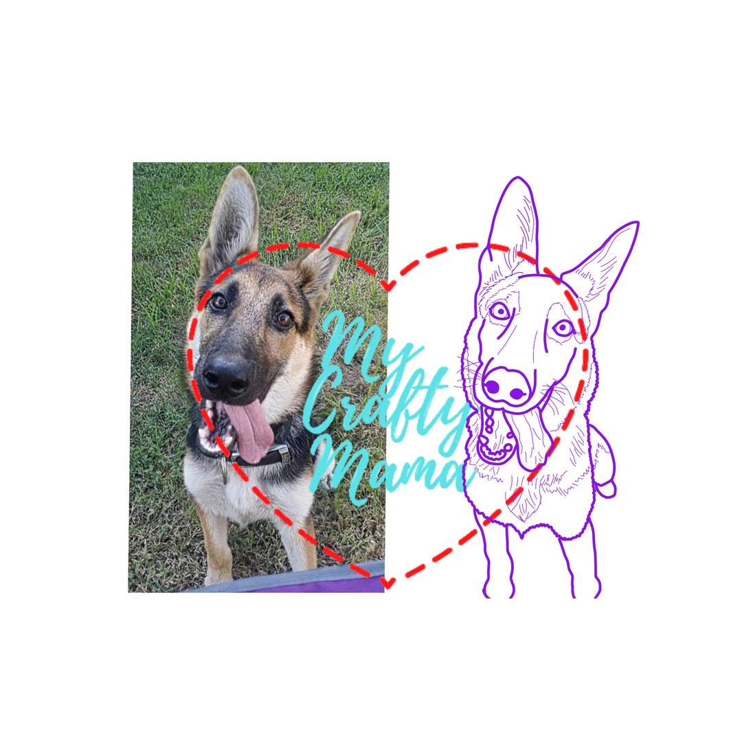 Hand Traced SVG of Your Pet,custom Line Drawing Pet, Dog Portrait ...