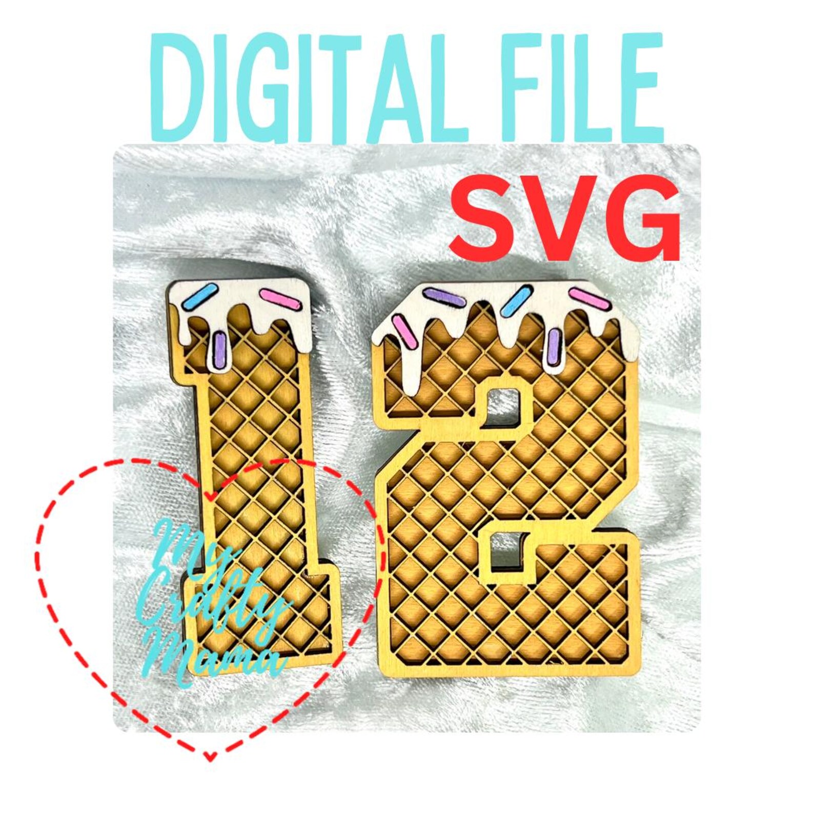 Ice Cream Numbers SVG: Waffle Cone Birthday Font (digital File Only) - Etsy