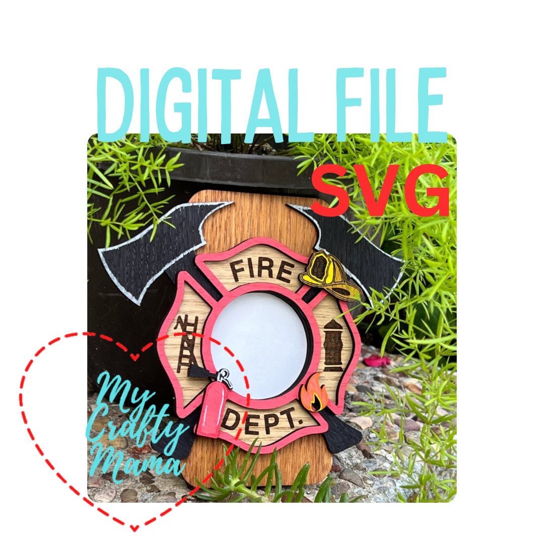 Firefighter Photo Frame SVG, Laser Cut File, Father's Day (digital File ...