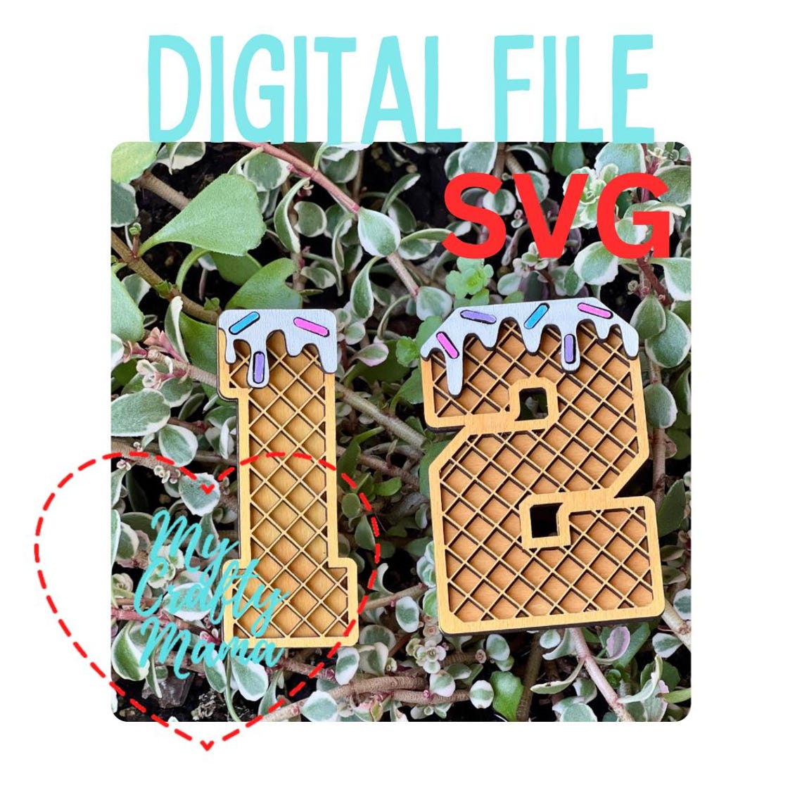 Ice Cream Numbers SVG: Waffle Cone Birthday Font (digital File Only) - Etsy