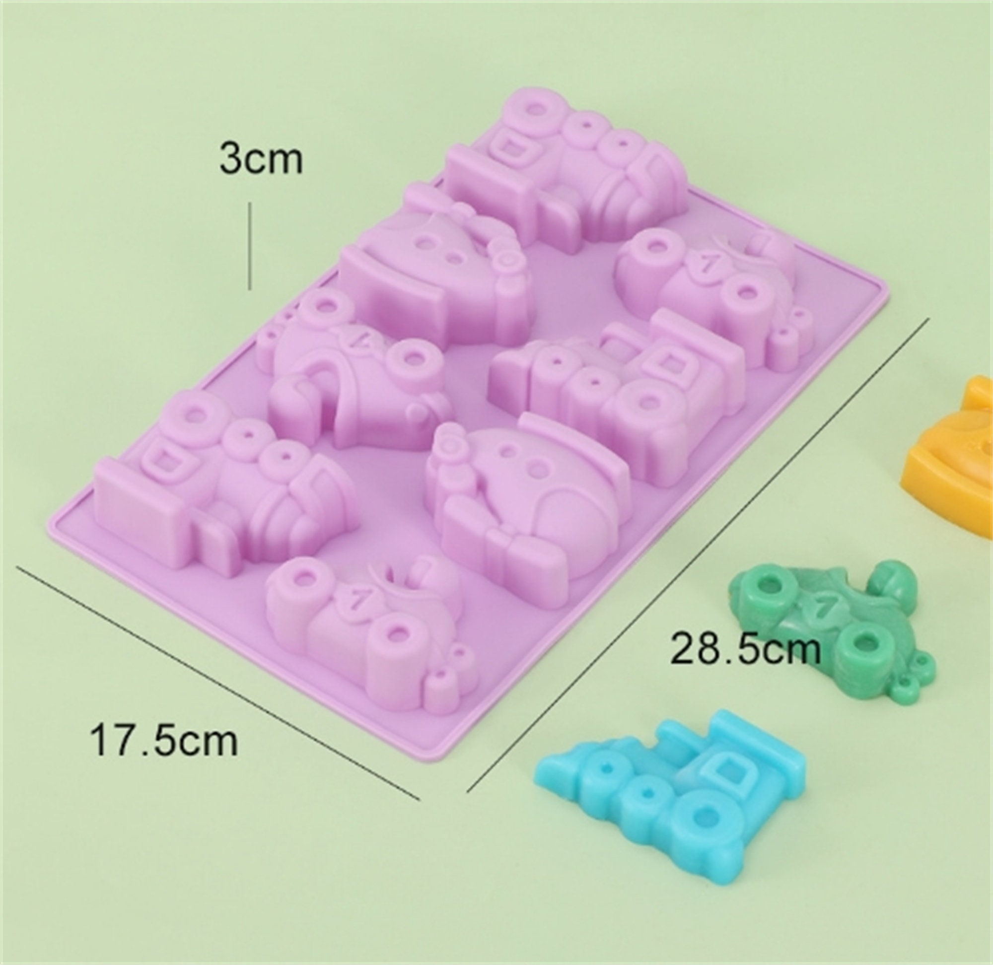 8-cavity Bus Plane Car Cake Mold Flexible Silicone Mould for Ice ...