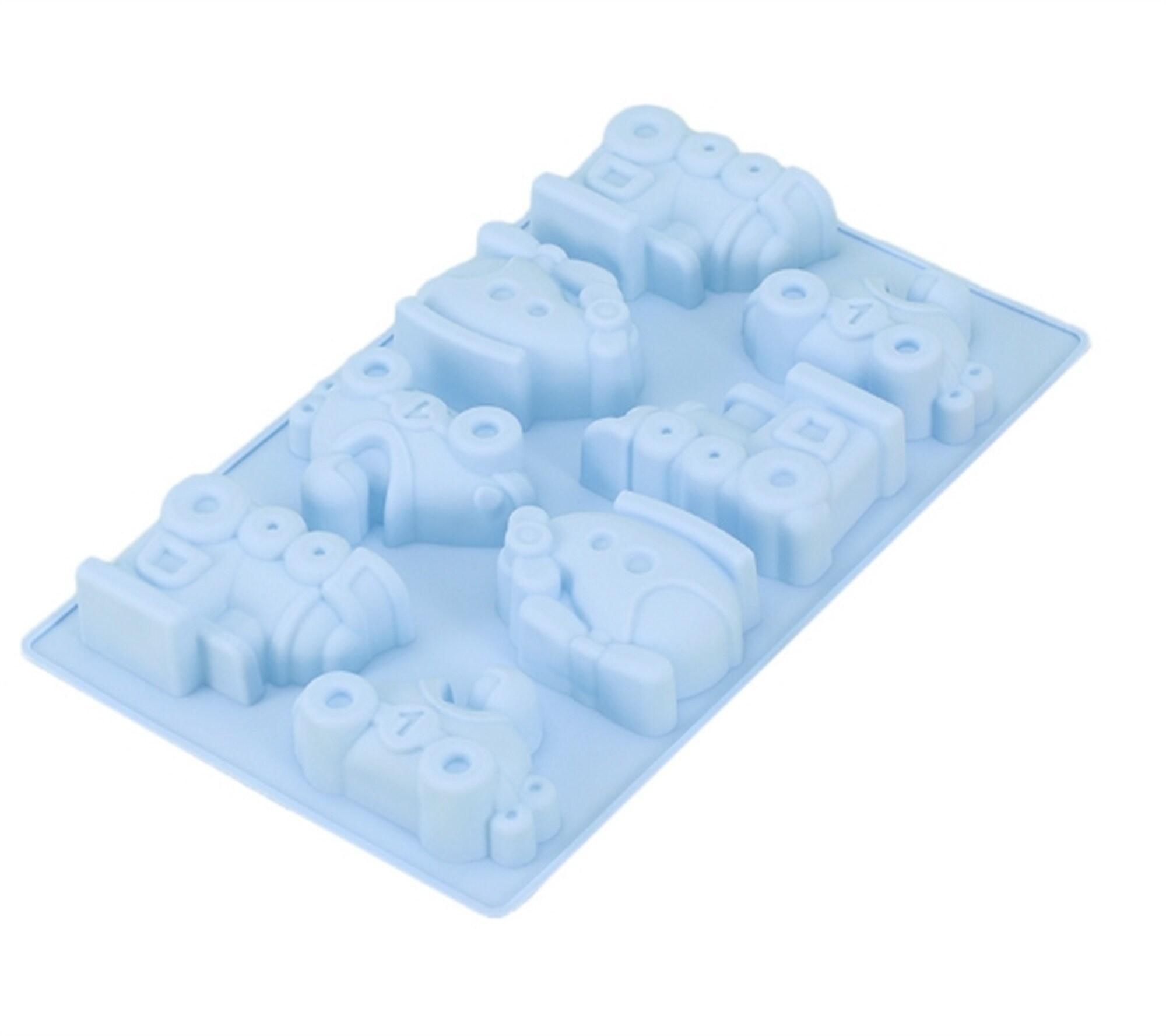 8-cavity Bus Plane Car Cake Mold Flexible Silicone Mould for Ice ...