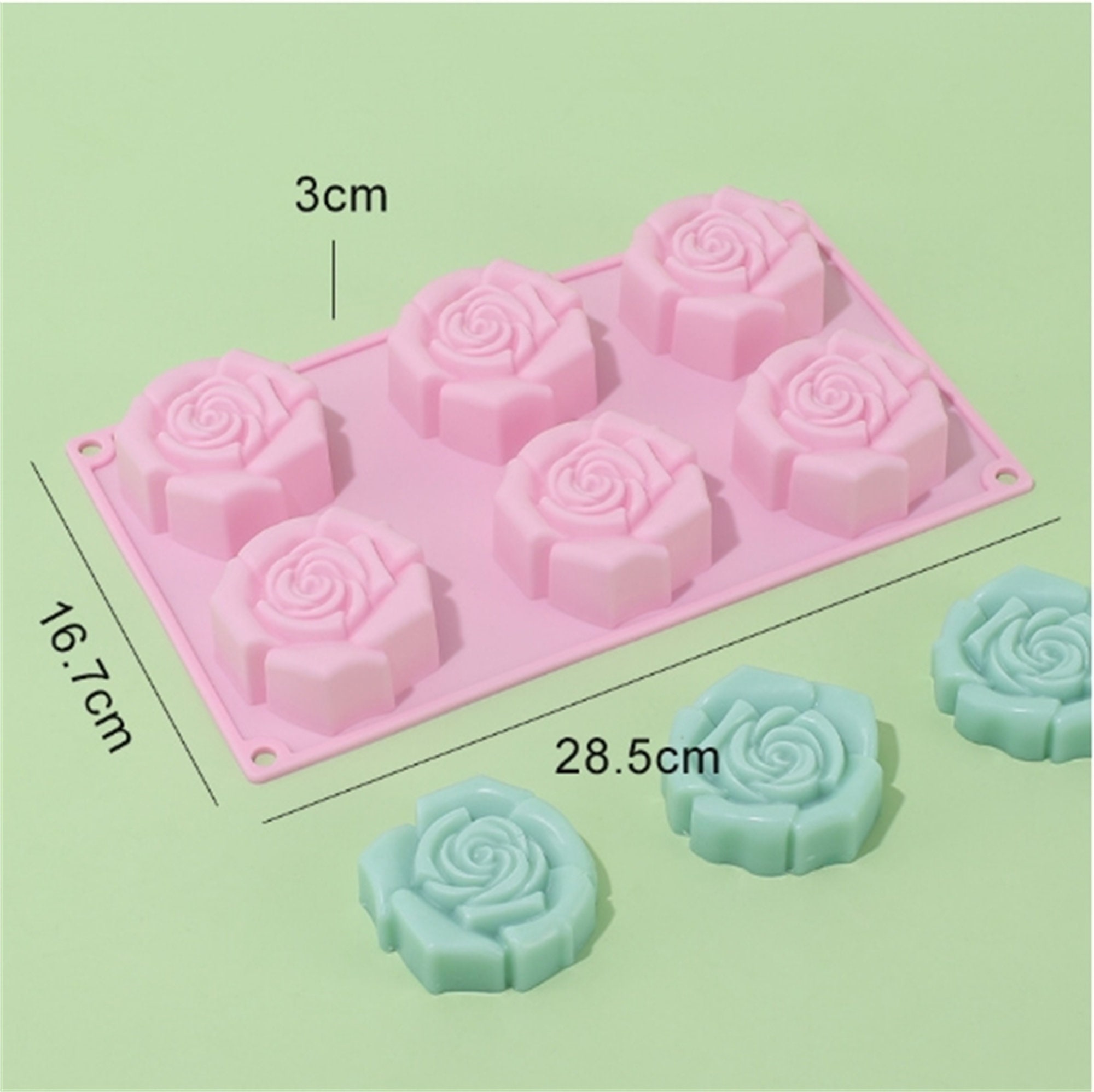 6-cavity Rose Flower Cake Mold Flexible Silicone Choclate Mold Soap ...