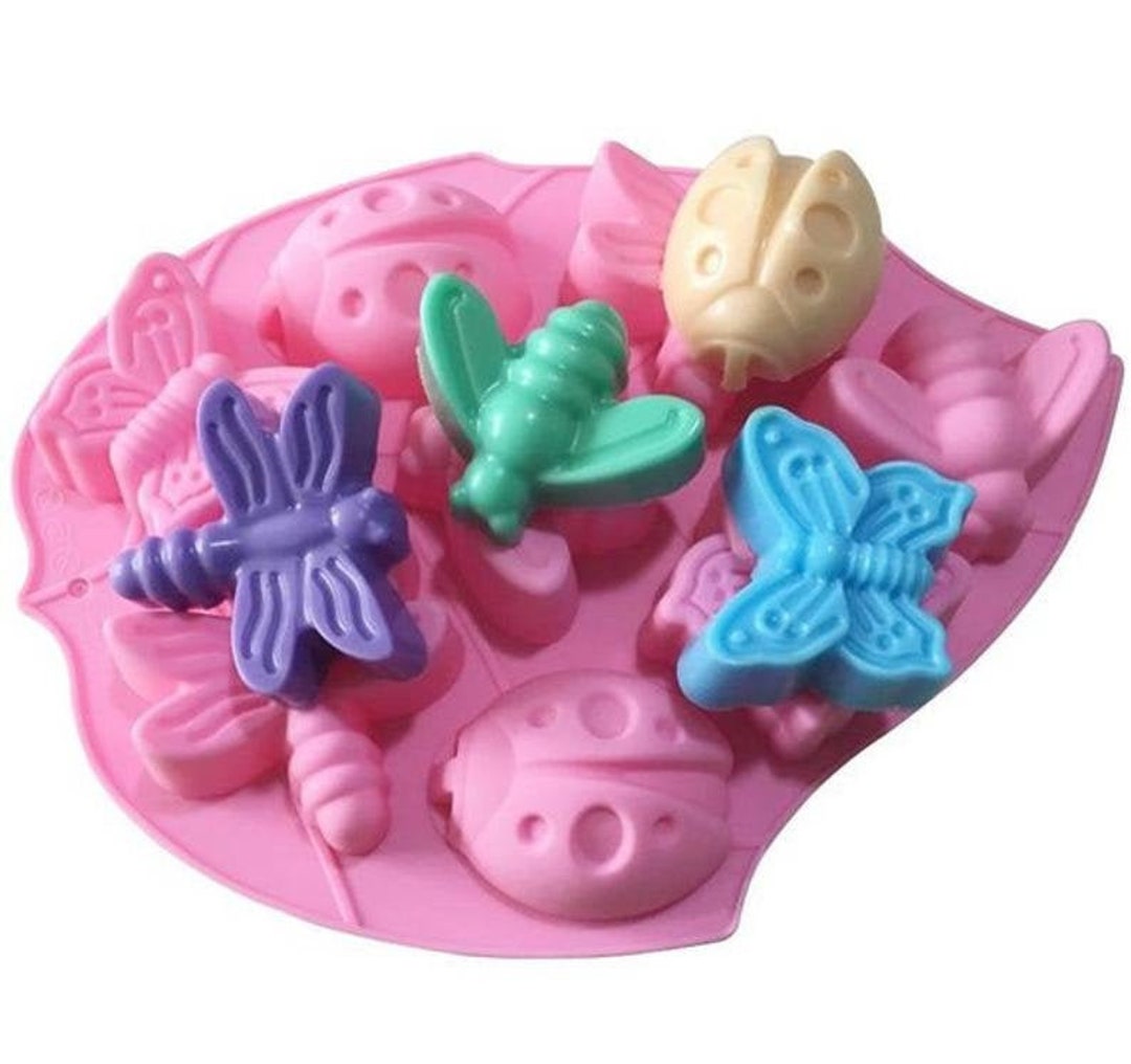 Butterfly Bee Dragonfly Ladybug Insect Soap Mold Silicone Mould Candy ...