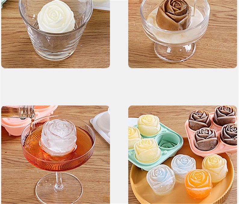 4-cavity Big Rose Silicone Mold Ice Tray Mold DIY Baking Mold ...