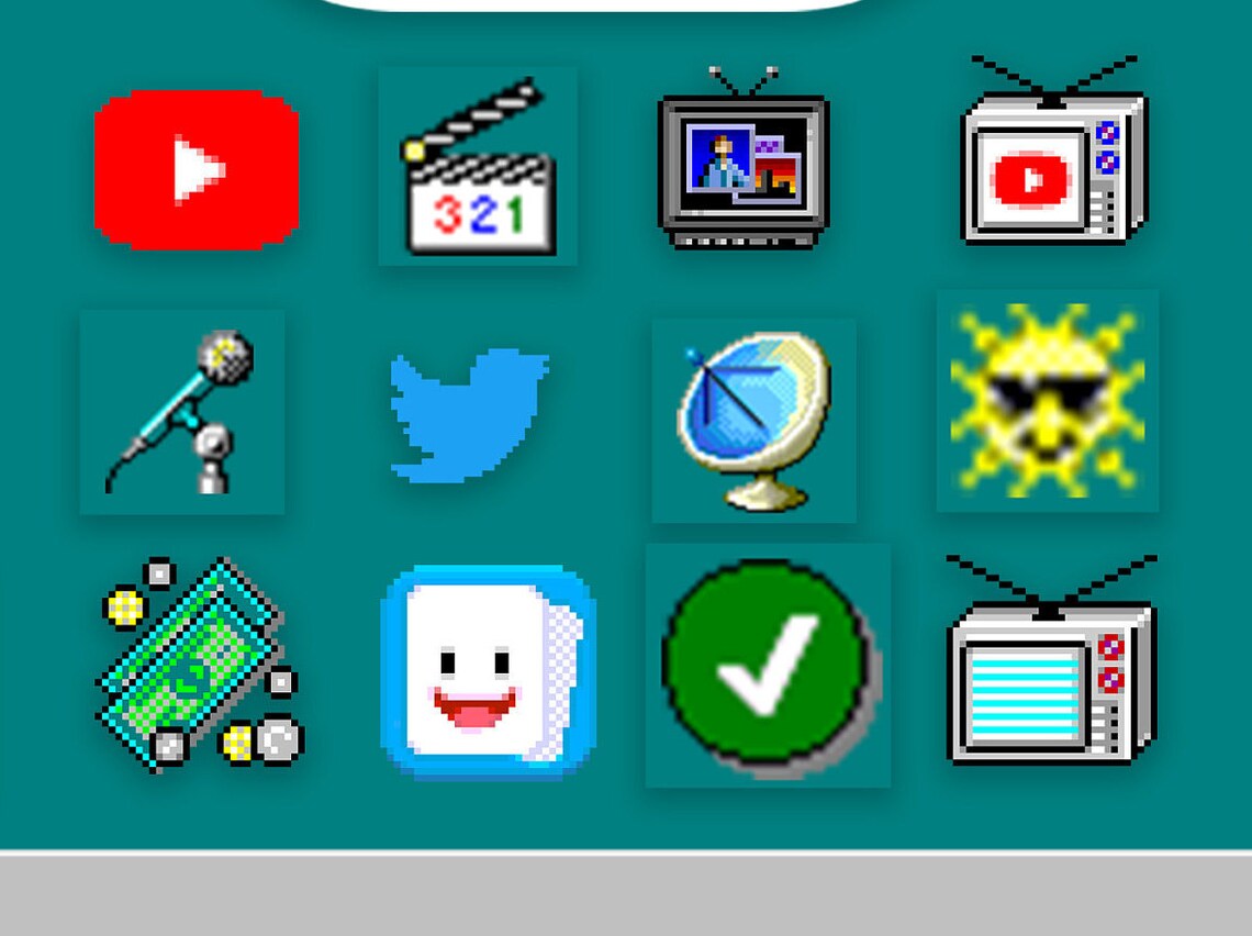 70 IOS 14 Essential Icons in Beautiful Windows 95 Theme All Access Pack ...