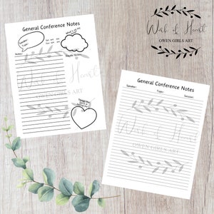 LDS General Conference Printable Note Pages - Etsy