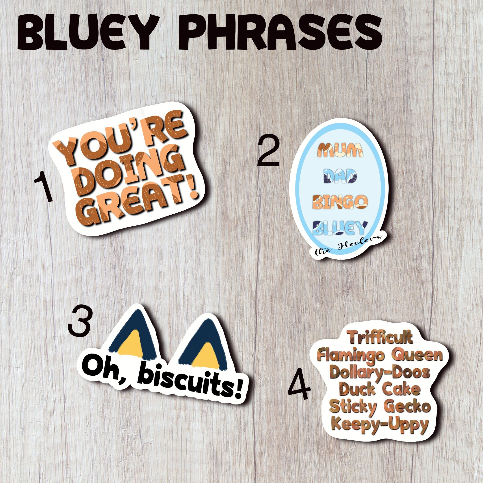 Bluey Phrases Water Resistant Vinyl Handmade Sticker | Etsy