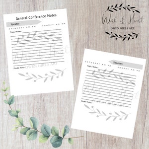 LDS General Conference Printable Note Pages - Etsy