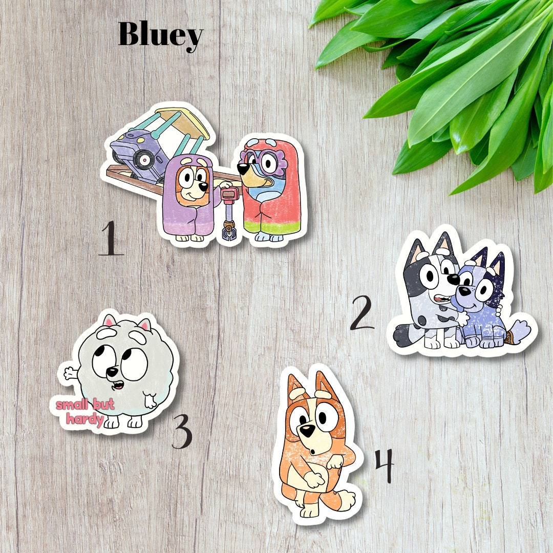 BLUE DOG and FAMILY - Water Resistant Vinyl Handmade Sticker Cartoon ...