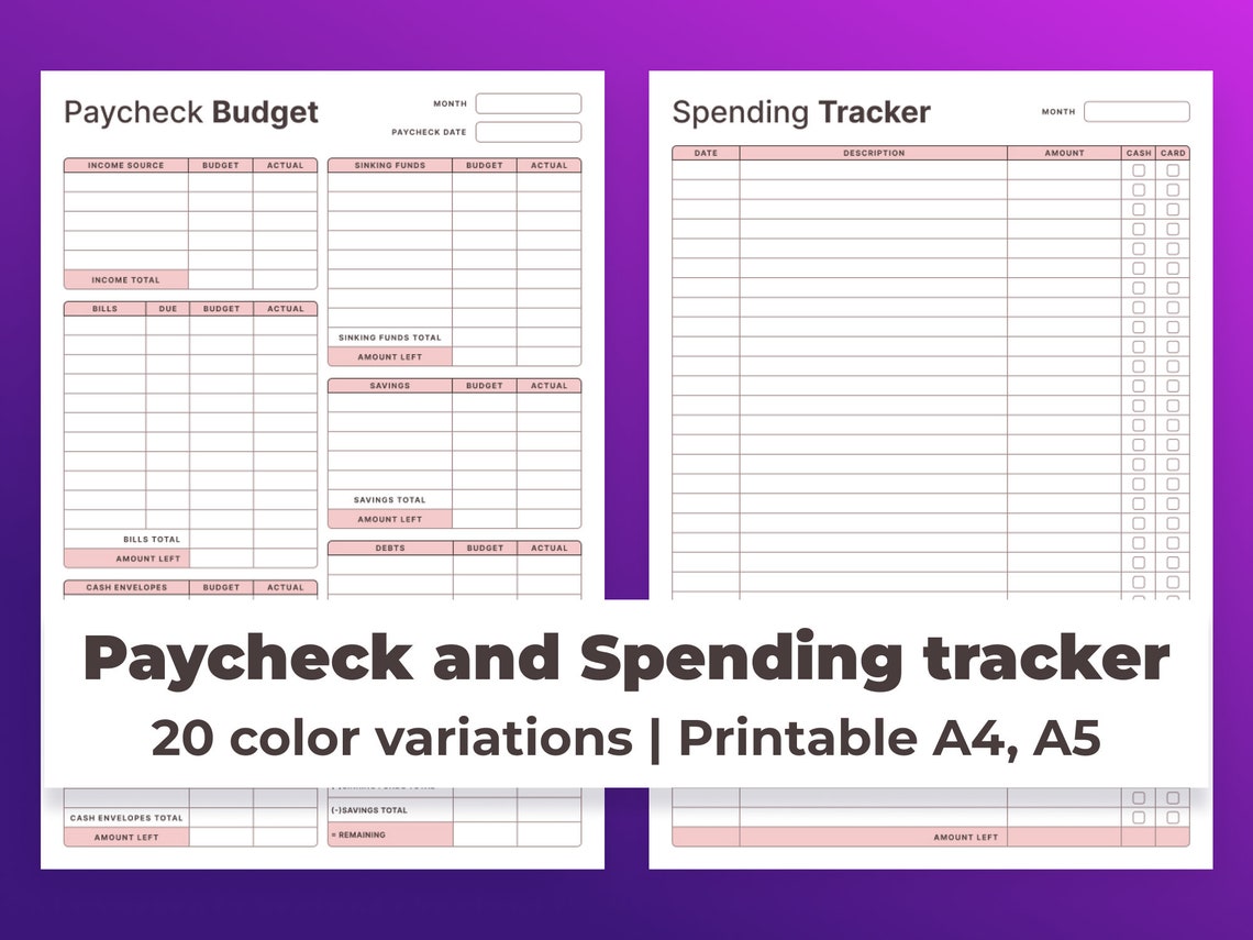 Paycheck Budget Planner, Printable, PDF, Budget by Paycheck |A4,A5| 20 ...