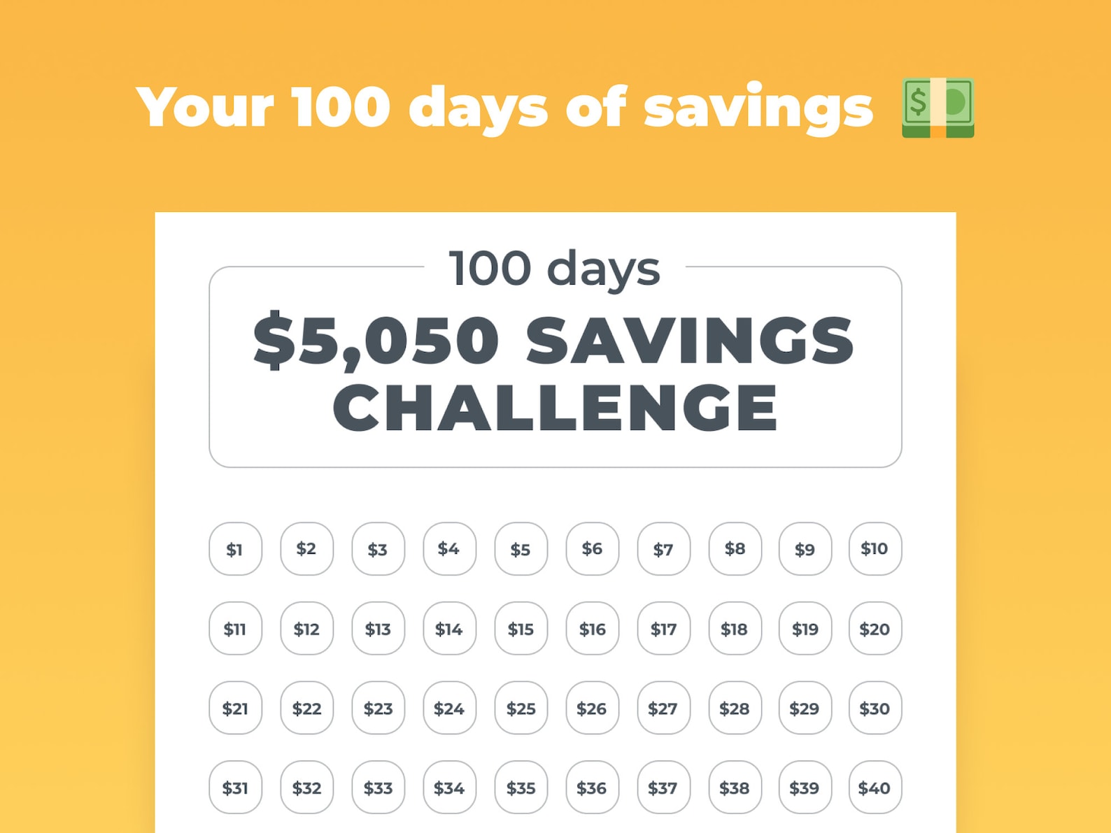 5K 100 Days Money Saving Challenge Printable | Savings Tracker, 100 ...