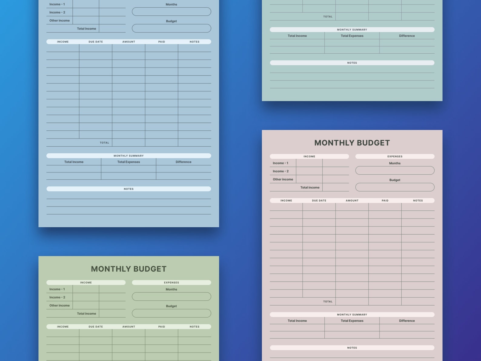 Monthly Budget Planner| Printable Planner| Digital Budget Planner ...