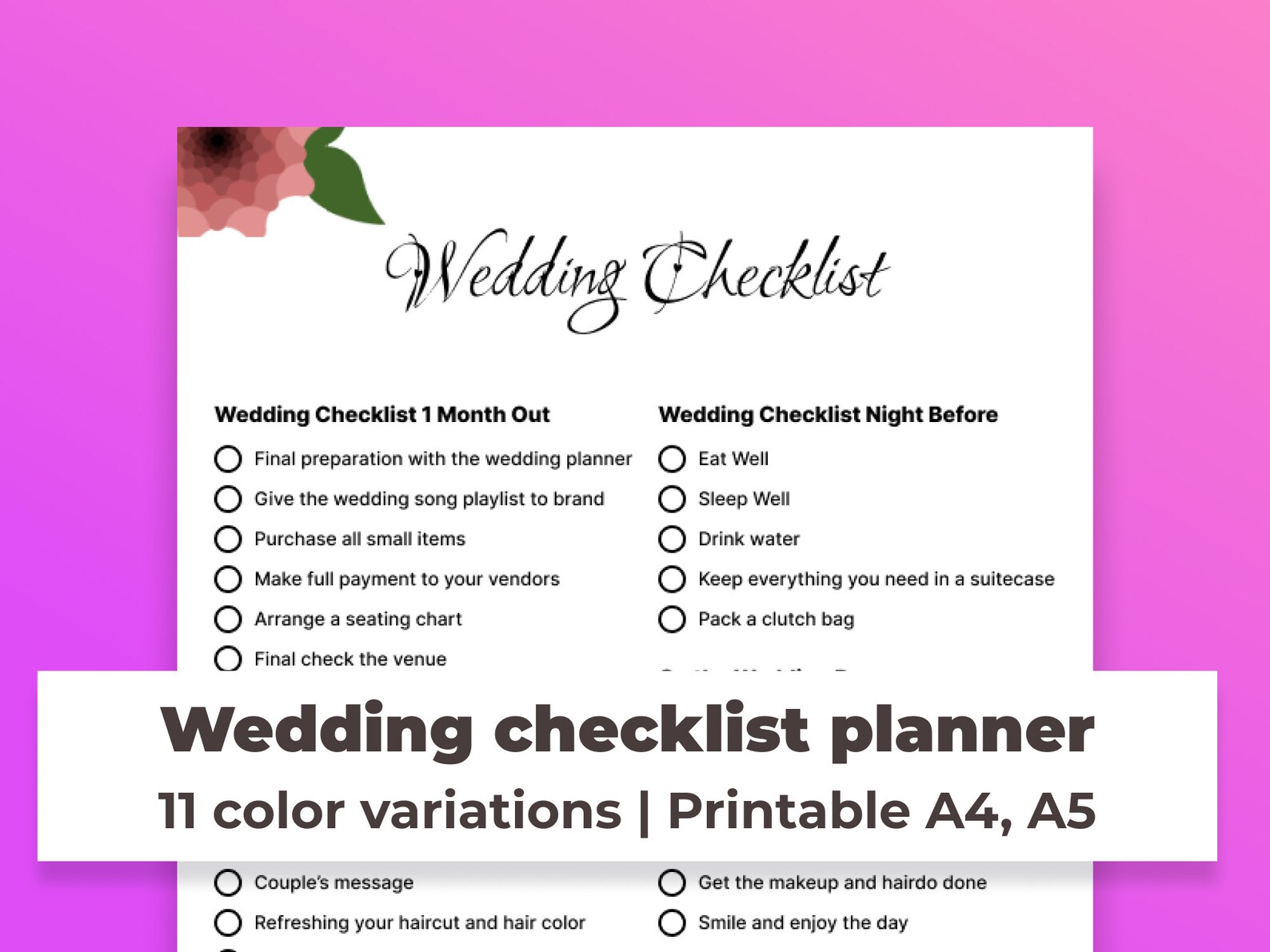 Wedding Planning Checklist | Wedding Planning Printable | Wedding Day ...