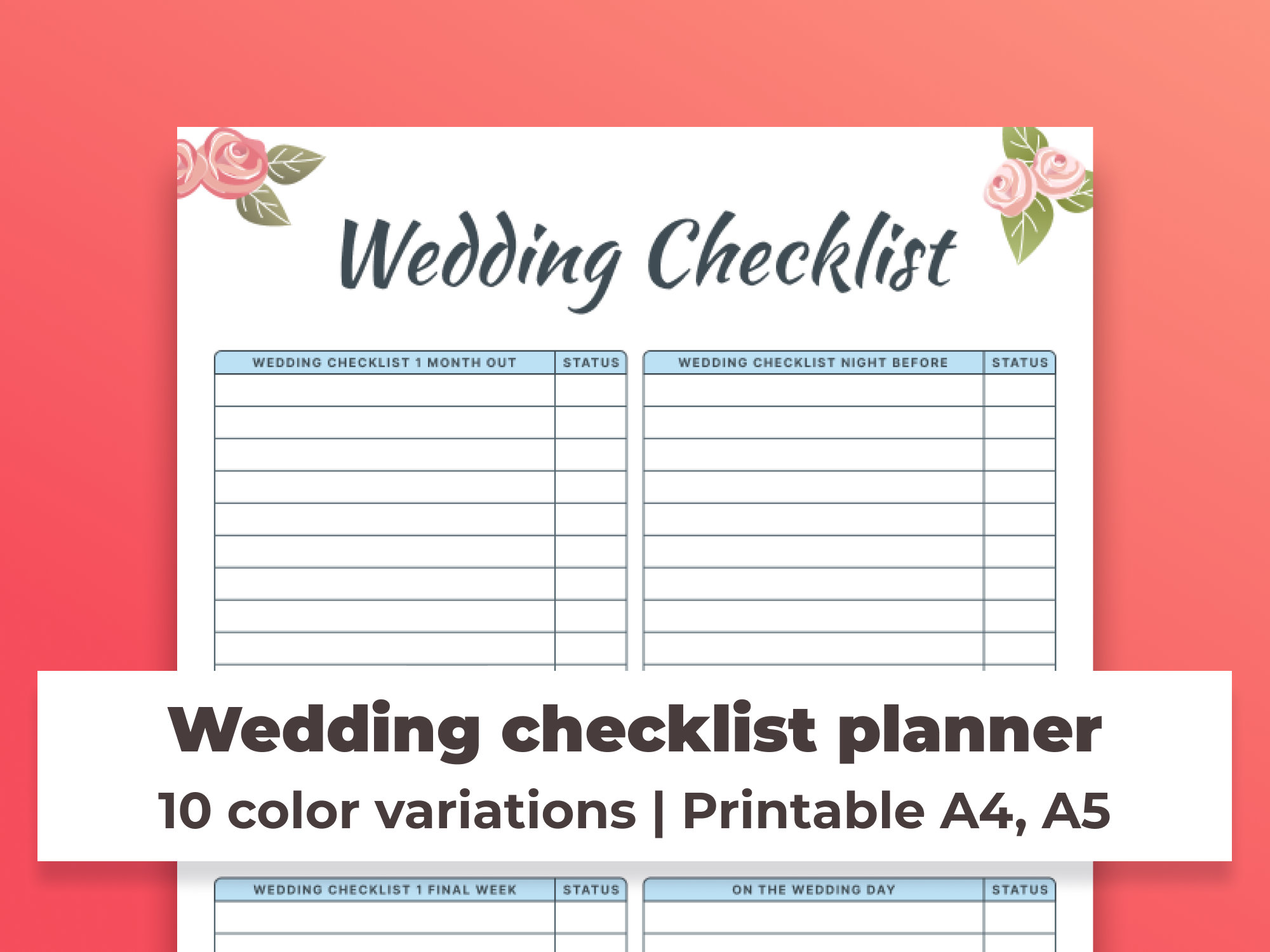 Wedding Planning Checklist | Wedding Planning Printable | Wedding Day ...