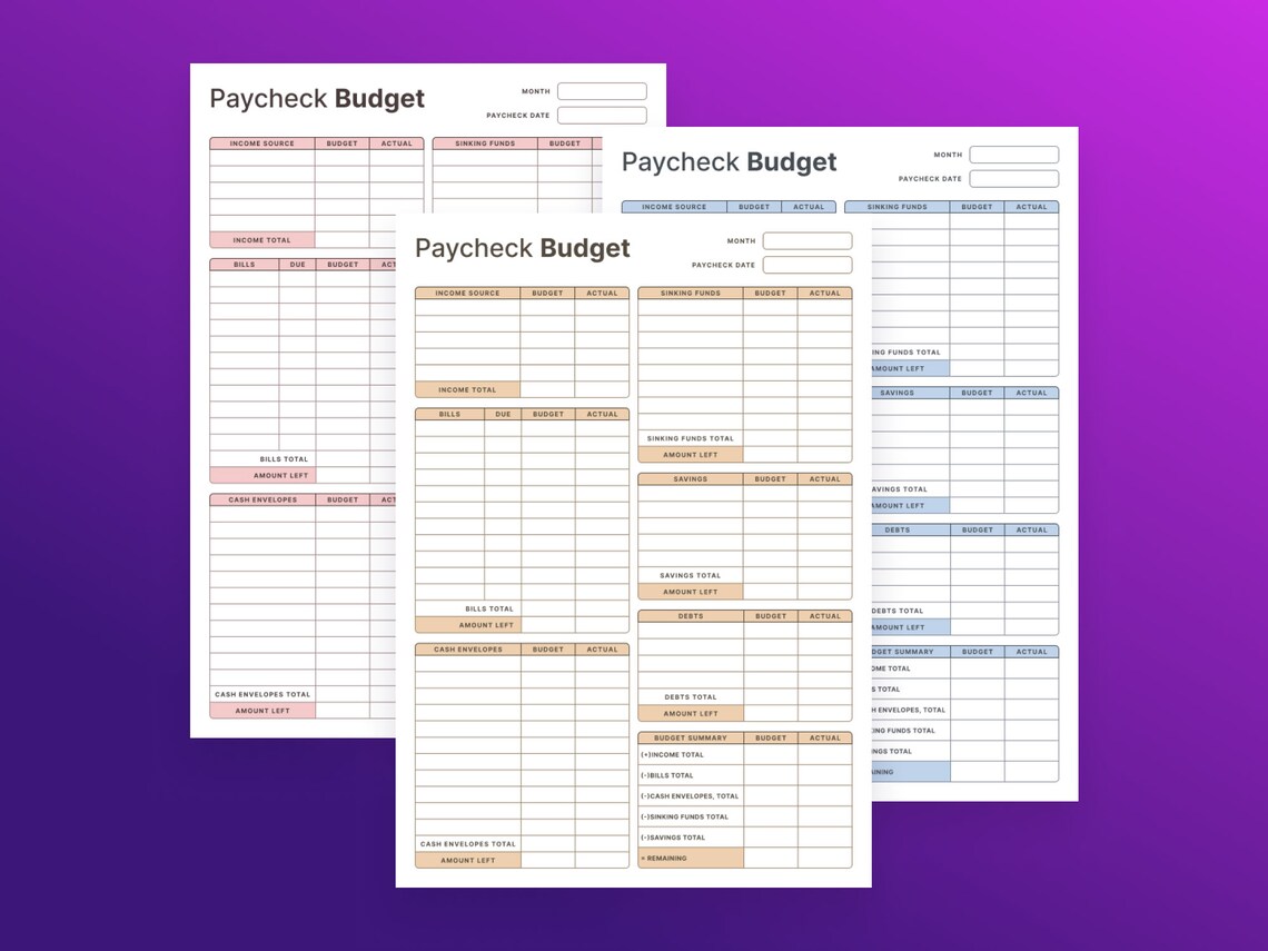 Paycheck Budget Planner, Printable, PDF, Budget by Paycheck A4,A5 20 ...