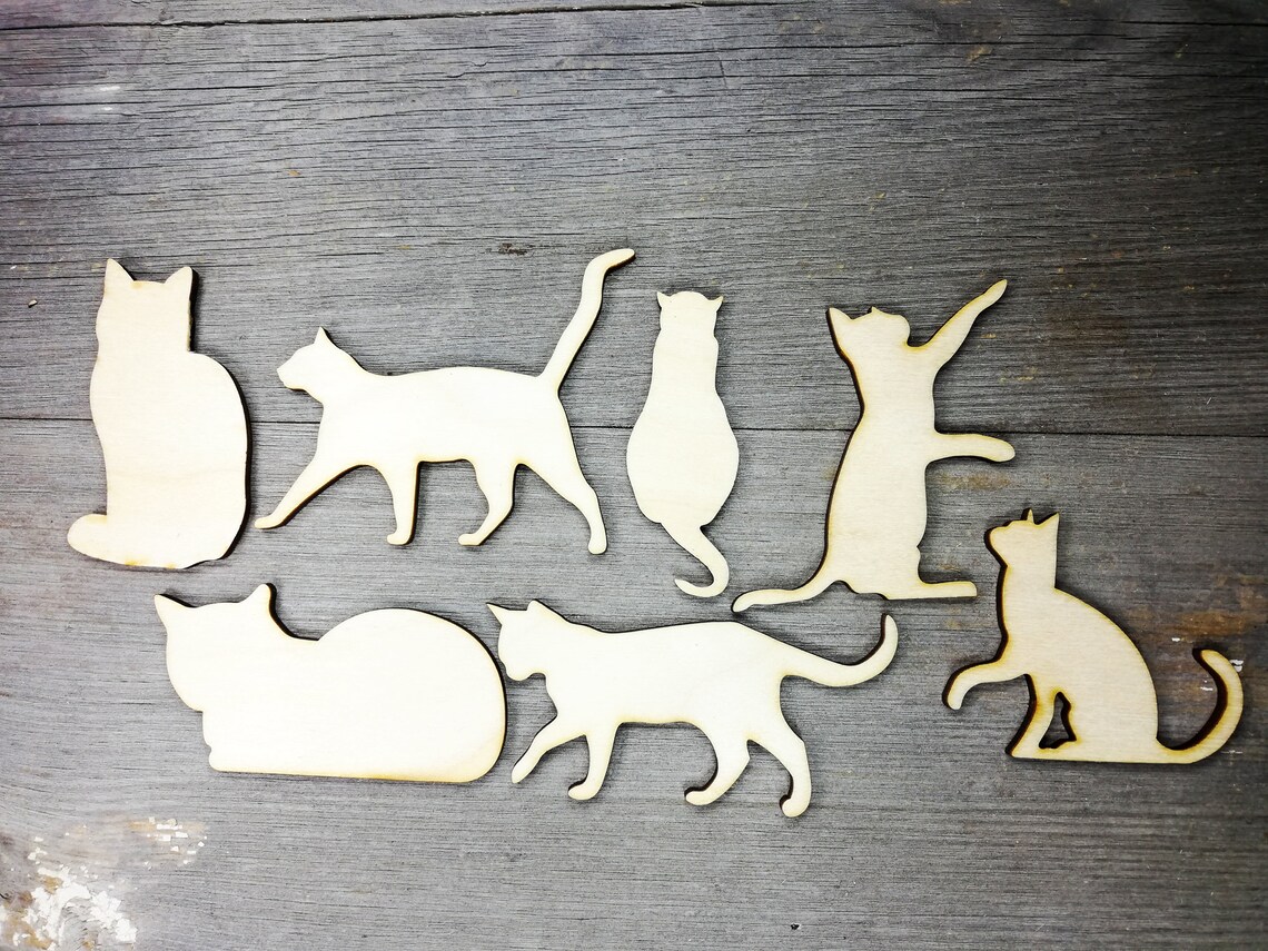 Cats Wooden Laser Cut Shapes Laser Cut Wood Cutouts Shape - Etsy